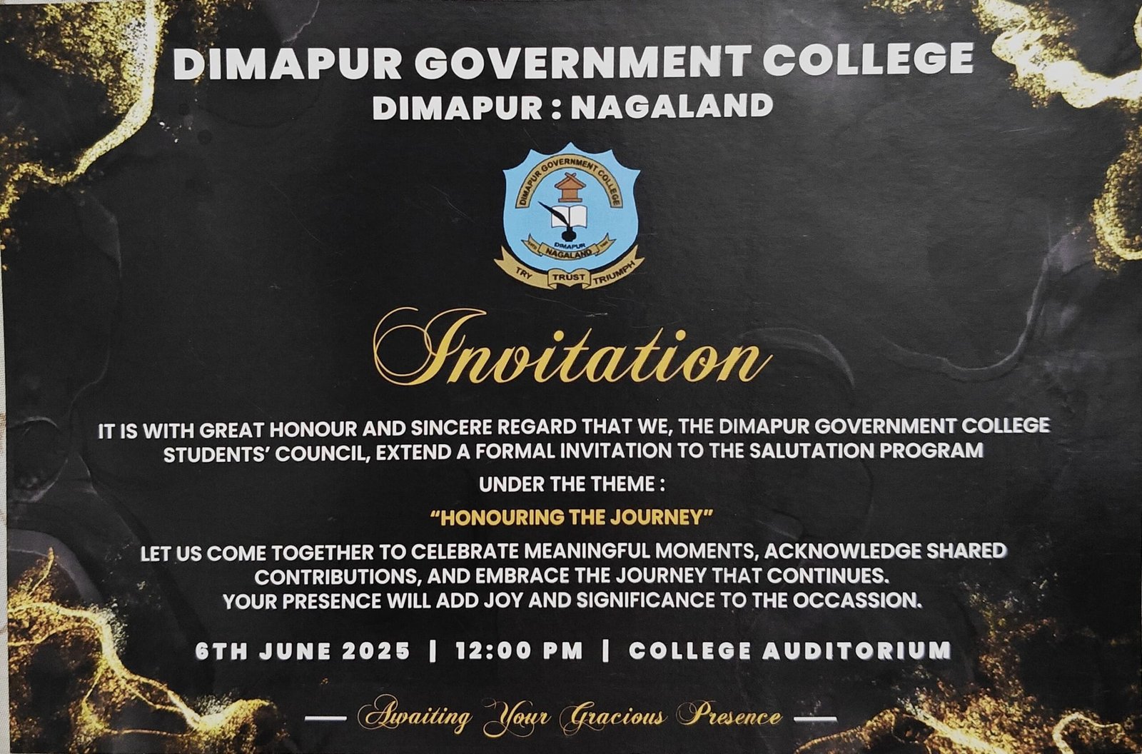 Graduating Students' Salutation Program 2025 - Dimapur Government College